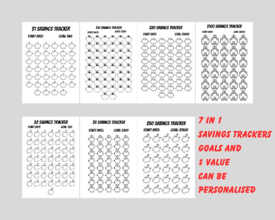 Savings Tracker Pack, Printable Savings Tracker, Personalised Savings ...
