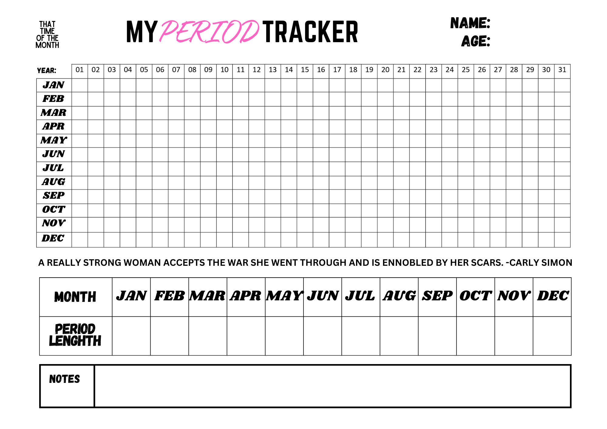 Digital Period Tracker | Printable Period Tracker | My Period Tracker ...