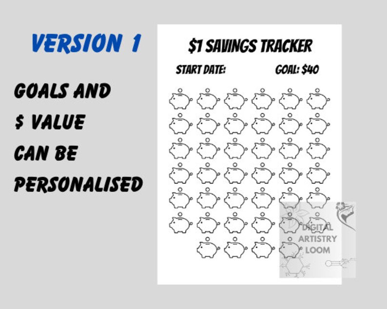Savings Tracker Pack, Printable Savings Tracker, Personalised Savings ...
