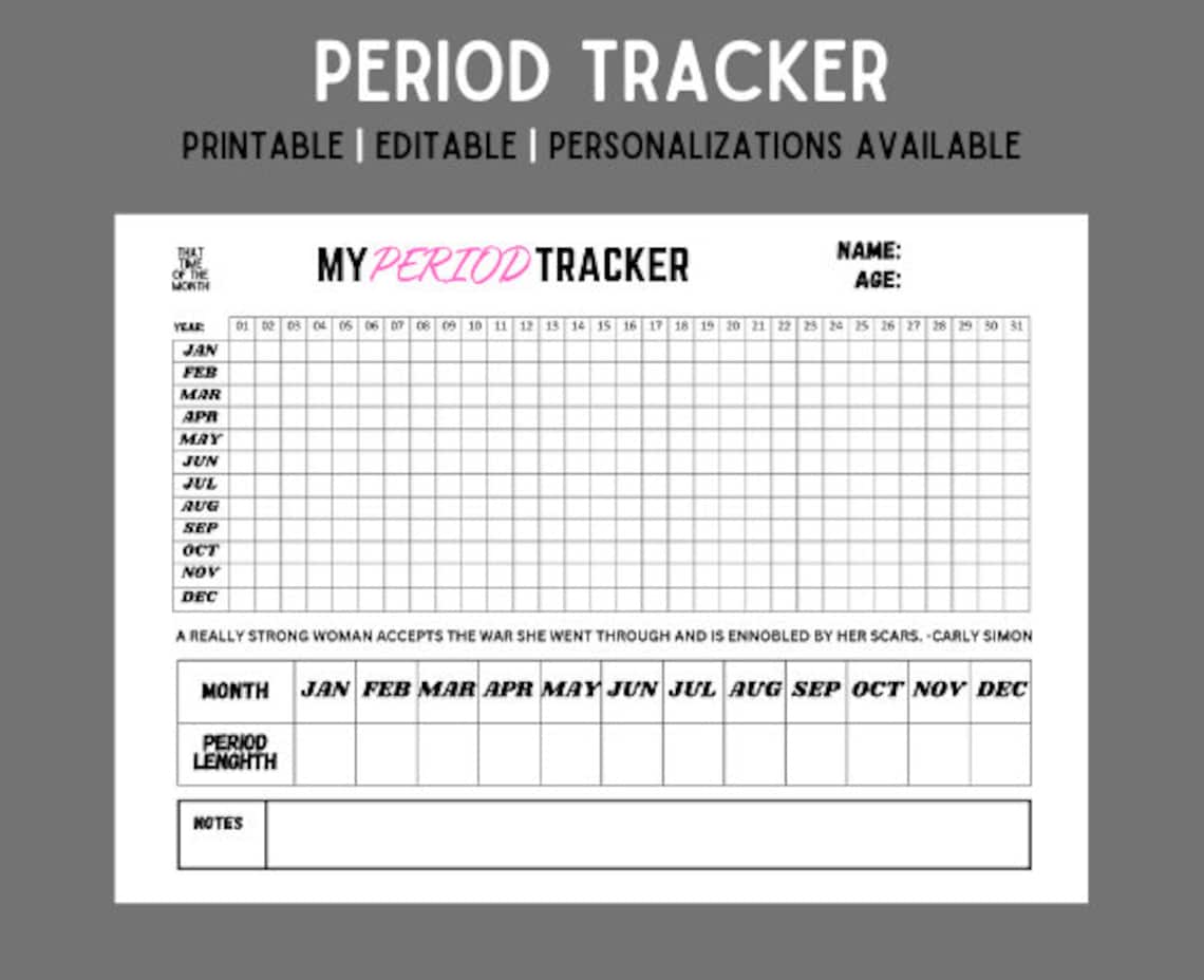 Digital Period Tracker | Printable Period Tracker | My Period Tracker ...