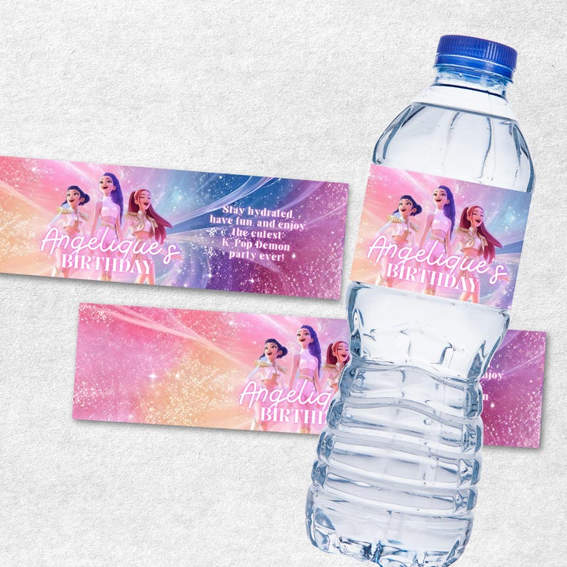 K-pop Demon Hunter Bottle Wrapper | Editable Template | Instant Digital ...