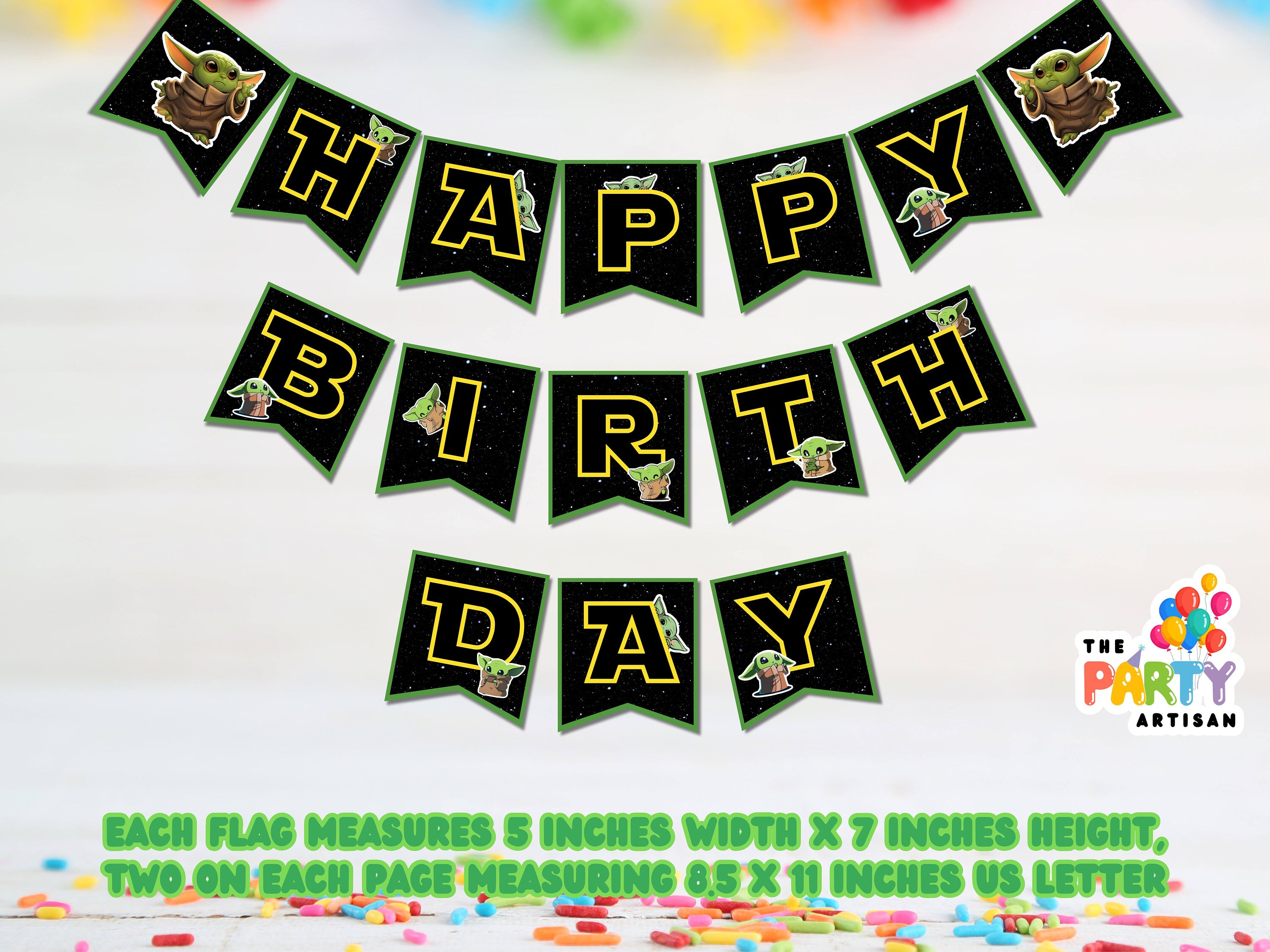 Printable Birthday Banner, Baby Yoda Party Decor, Printable Starwars ...