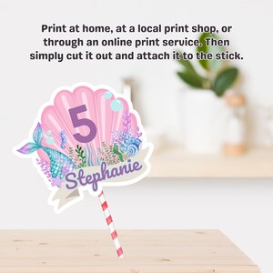 Magical Mermaid Cake Topper - Printable Birthday Decor, Customized ...