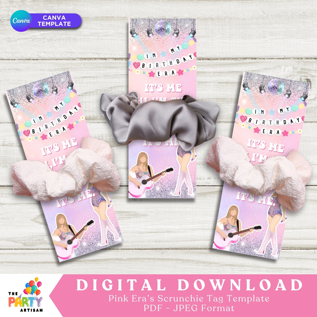 Editable Scrunchie Tag, Swifty Birthday Giveaway, Instant Download ...