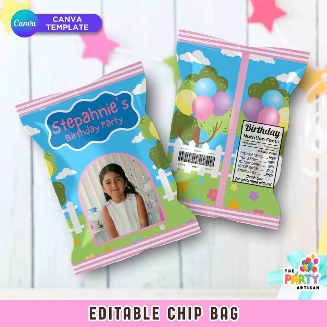 Pippa Pink Chip Bag Labels, Chip Bag Label, Pink Theme, Party Favors ...