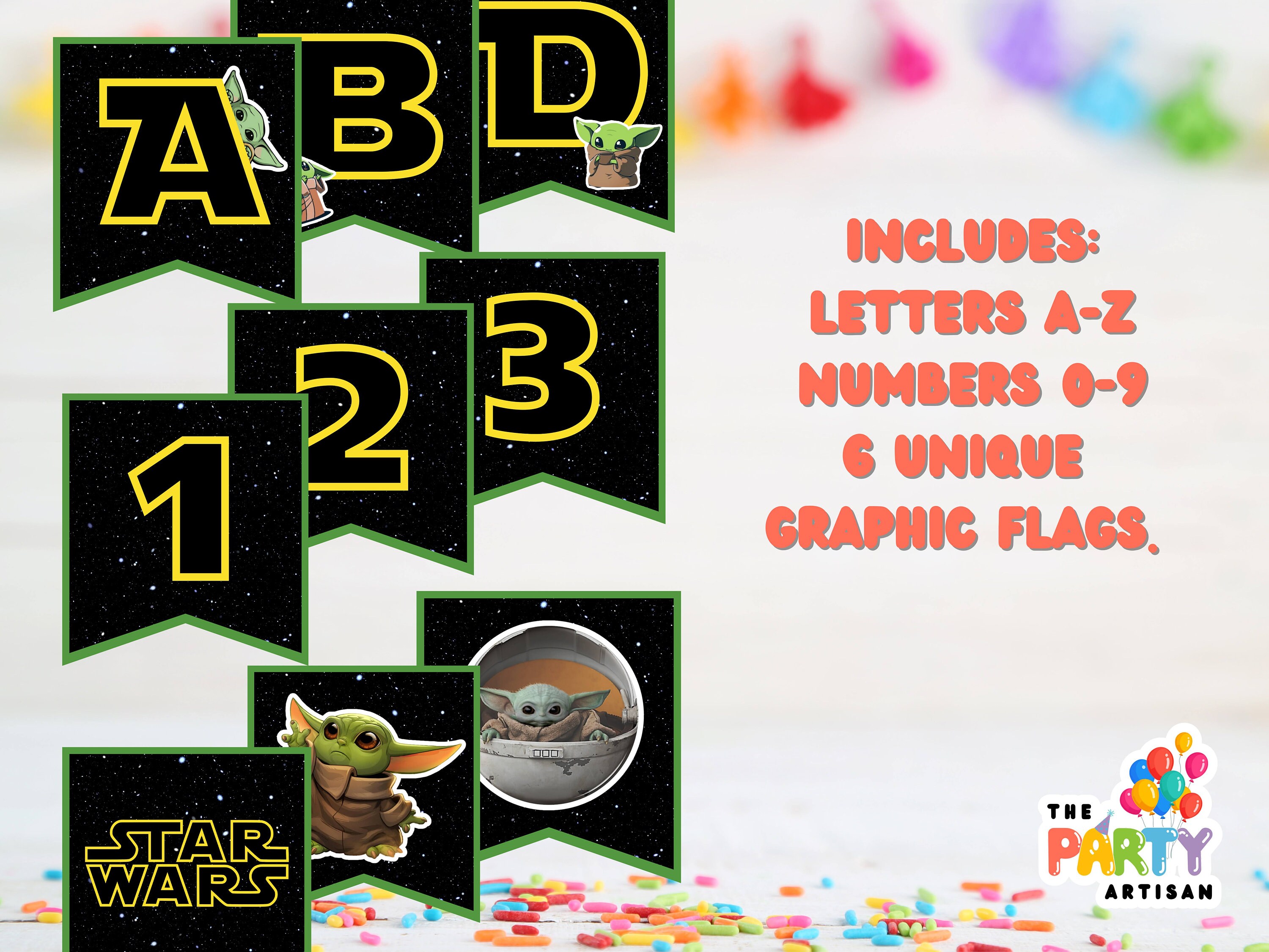 Printable Birthday Banner, Baby Yoda Party Decor, Printable Starwars ...