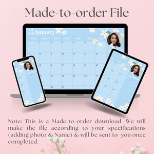 2024 Personalized Daisy Calendar 2024 Monthly Planner Landscape Monthly ...