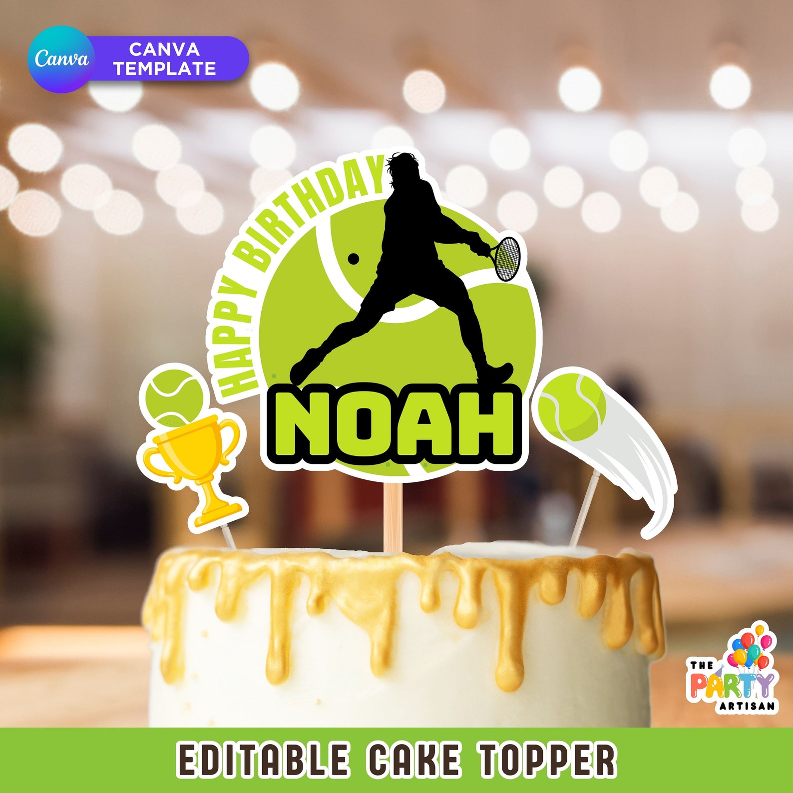 Tennis Cake Topper, Male Tennis Birthday Cake Topper, Sports Cake ...