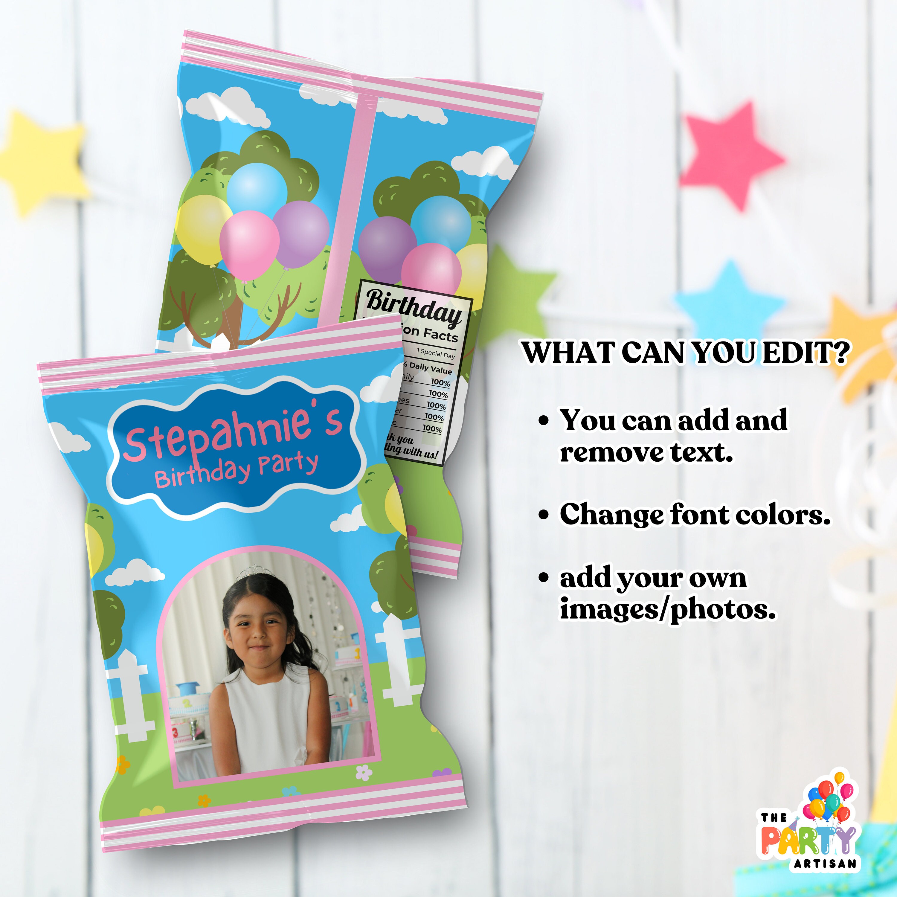 Pippa Pink Chip Bag Labels, Chip Bag Label, Pink Theme, Party Favors ...