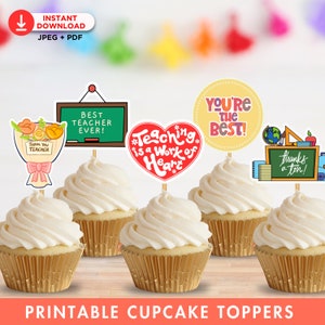 Teacher Cupcake Topper, Best Teacher, Printable Cupcake Toppers ...