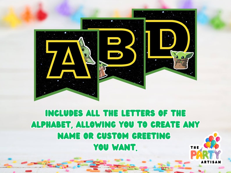 Printable Birthday Banner, Baby Yoda Party Decor, Printable Starwars ...