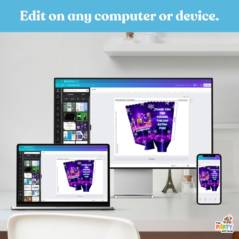 Editable K-pop Demon Hunter Popcorn Favor Box | Instant Digital ...