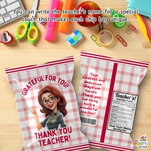 Back to School Chip Bag Label, Gift for Teacher Snack Bag Label, School ...