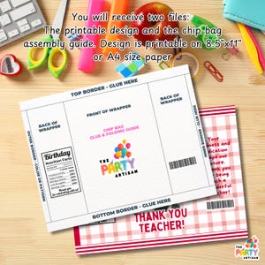Back to School Chip Bag Label, Gift for Teacher Snack Bag Label, School ...