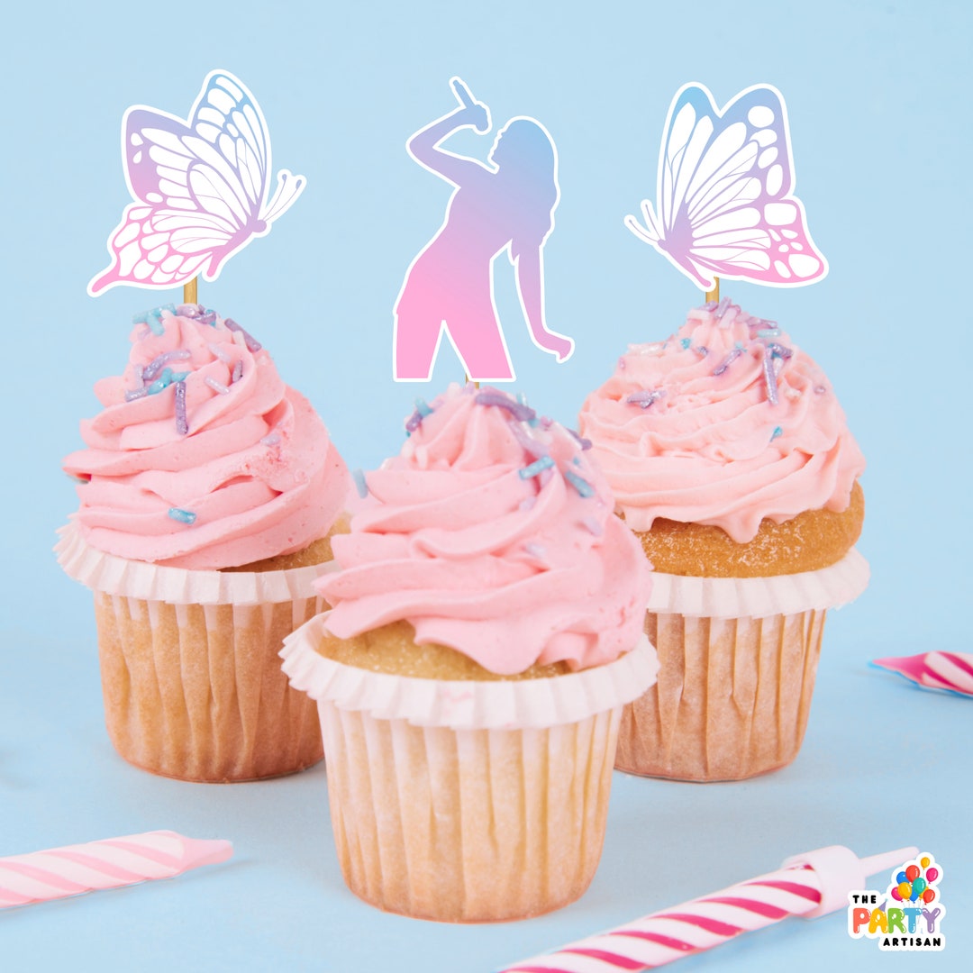 Popstar Swiftie Cupcake Topper, Singer Party Decor, Concert Theme Event ...