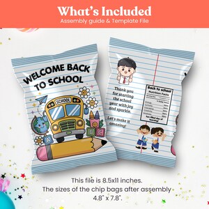 Back to School Chip Bag Wrapper | First Day of School Snack Bags for ...