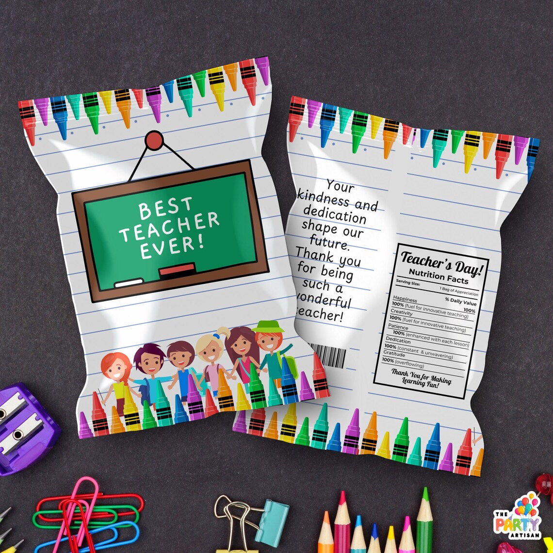 Teacher Chip Bag Template, Back to School Gift, Last Day of School ...