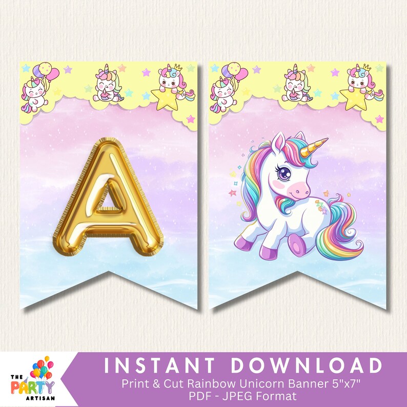 Printable Rainbow Unicorn Banner, Magical Party Decoration, Unicorn ...