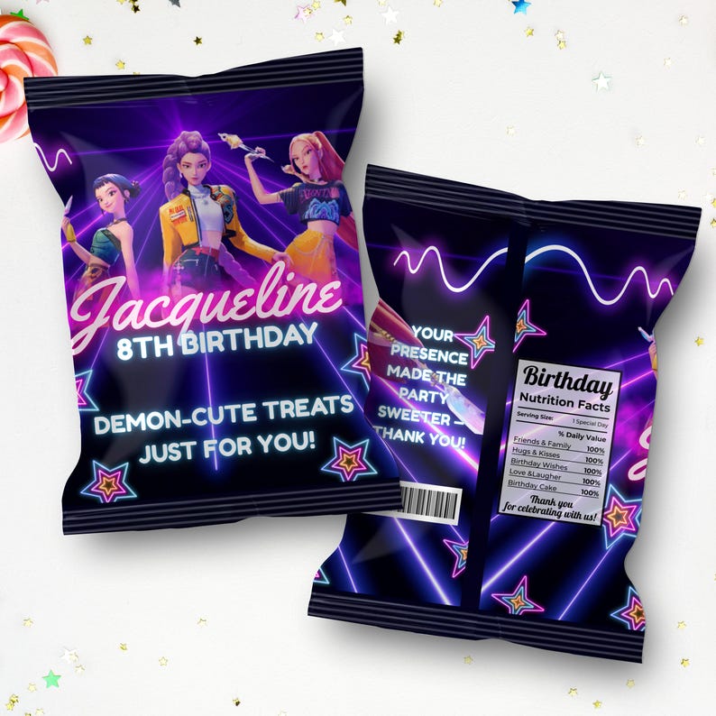 Editable K-pop Demon Hunter Chip Bag Label | Instant Digital Download ...