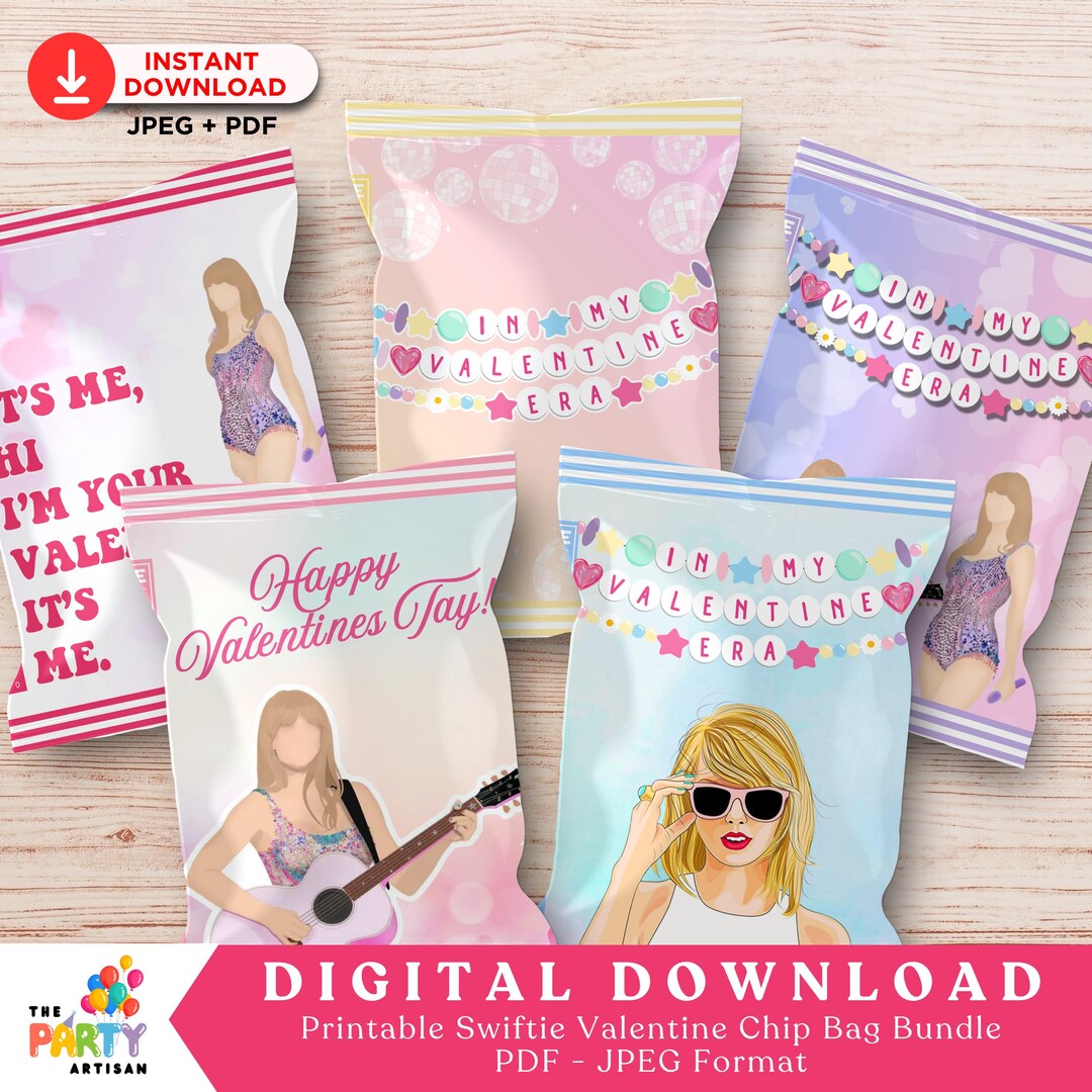 Printable Chip Bags, Swifty Valentine Printables, Chip Bag Template ...