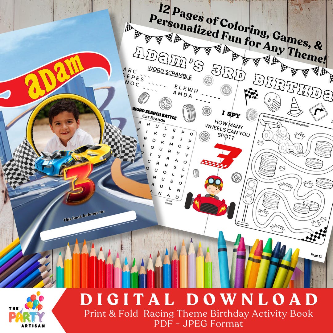 Race Car Activity Book, Sport Race Car, Racing Theme Party Favor, Boys ...