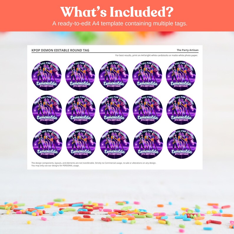 K-pop Demon Hunter Round Thank You Sticker | Editable Digital Download ...