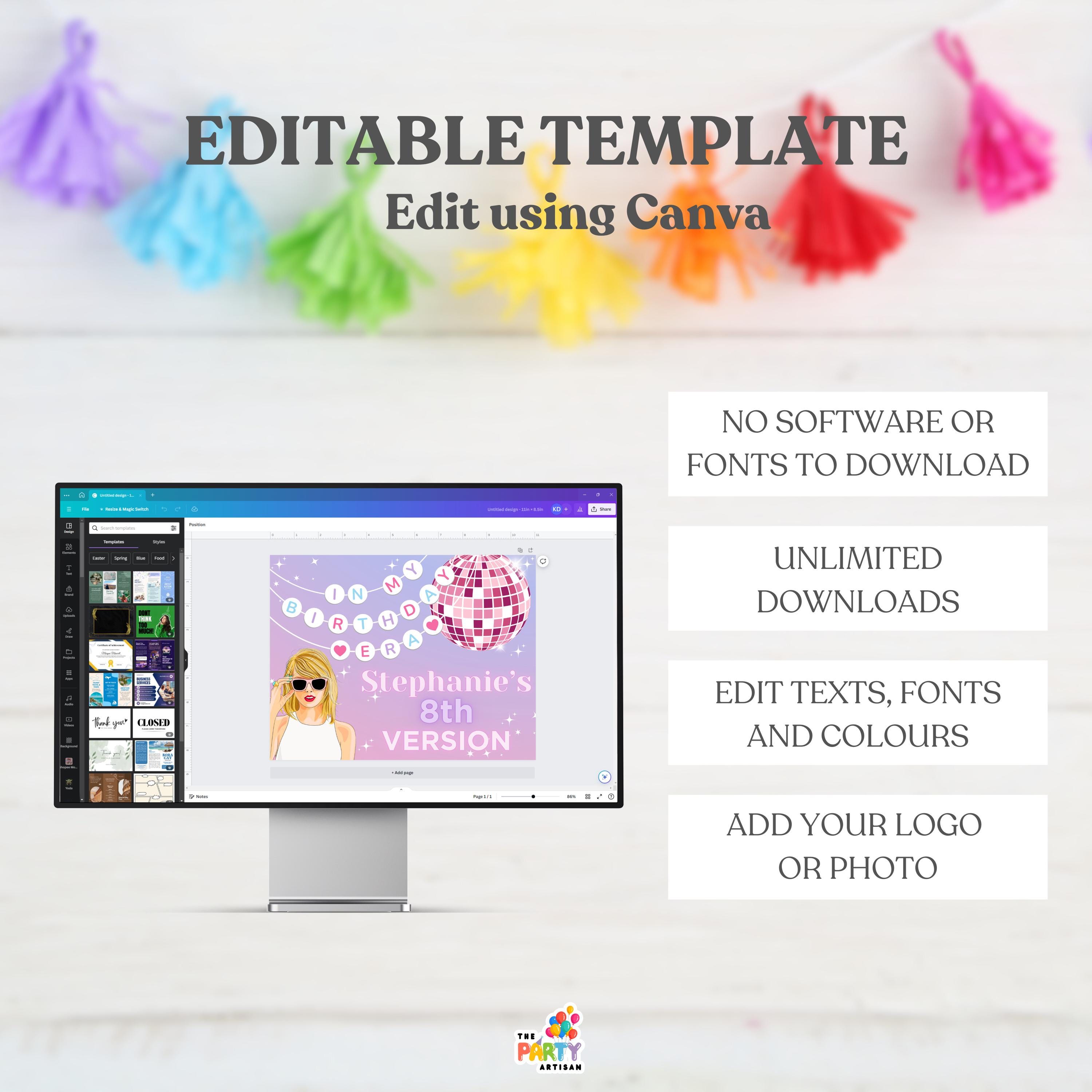 Custom Welcome Sign, Swiftie Party Sign, Eras Birthday Decor, Taylor ...