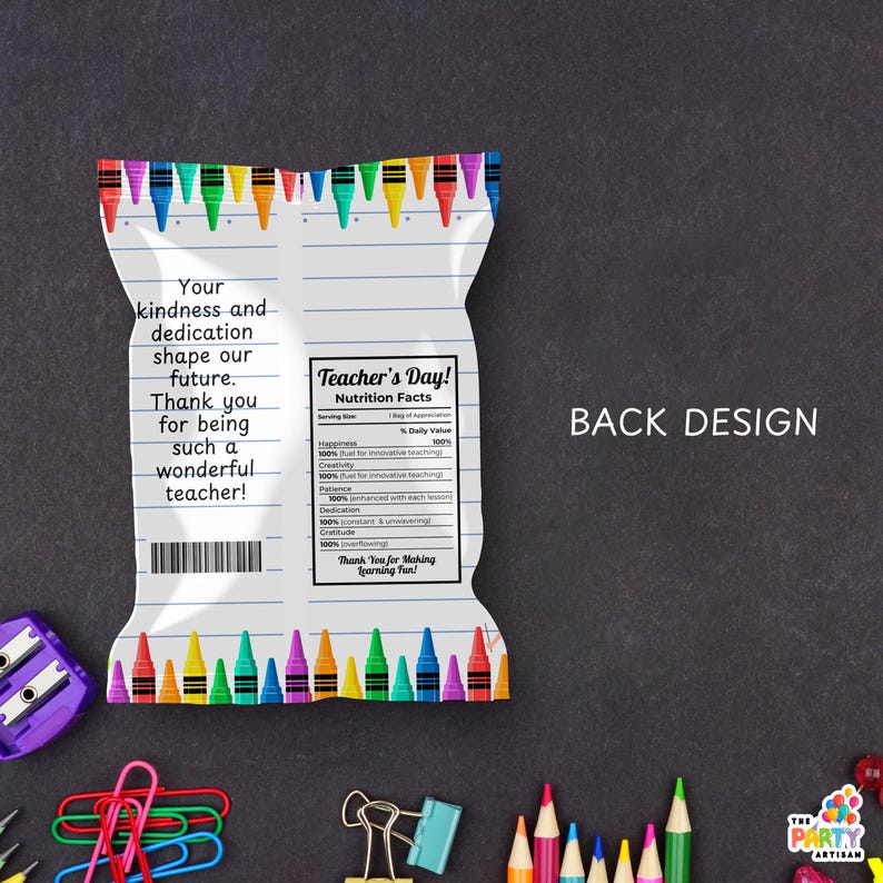 Teacher Chip Bag Template, Back to School Gift, Last Day of School ...