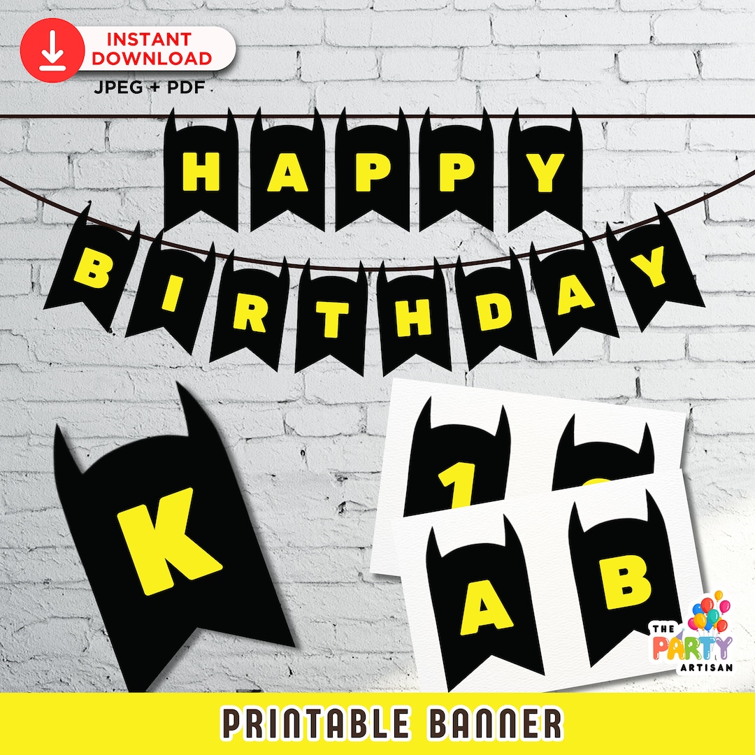 Bat Birthday Banner: Super Hero Theme Party Decor (digital Download) - Etsy