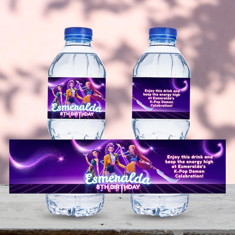 K-pop Demon Hunter Water Bottle Label | Editable Digital Download ...