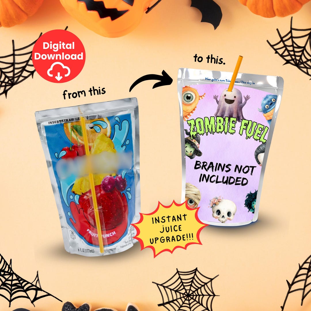 Halloween Juice Box Labels: Spooky Kids Party Favors (printable PDF) - Etsy