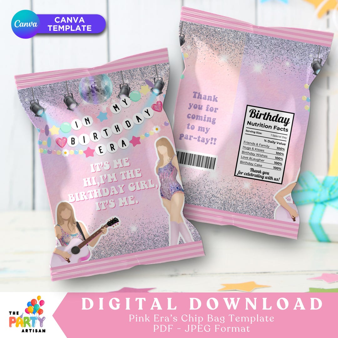 Swifty Inspired Party Chip Bags, Friendship Bracelet Birthday Party ...