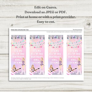 Editable Scrunchie Tag, Swifty Birthday Giveaway, Instant Download ...