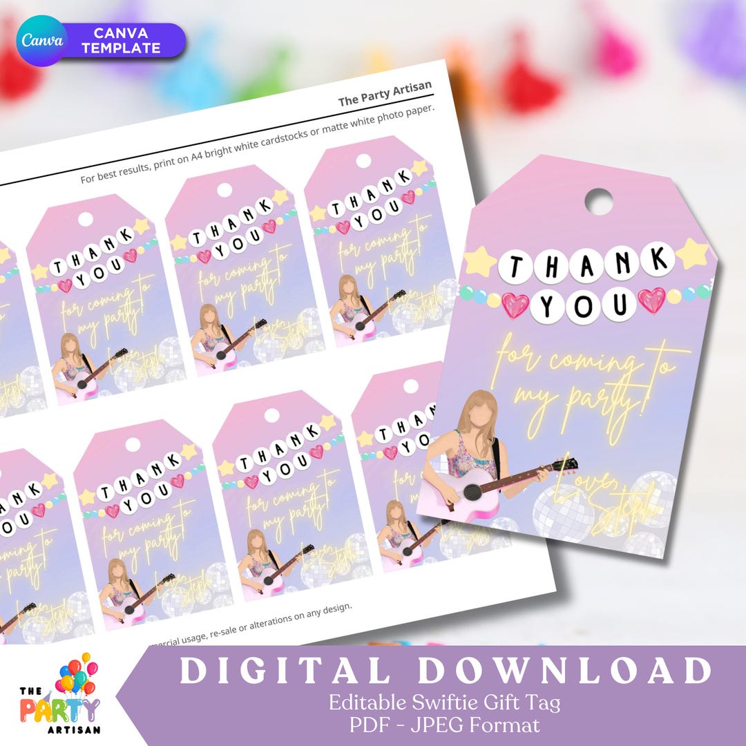 Editable Tag Template, Swiftie Birthday Gift Tag, Instant Download ...