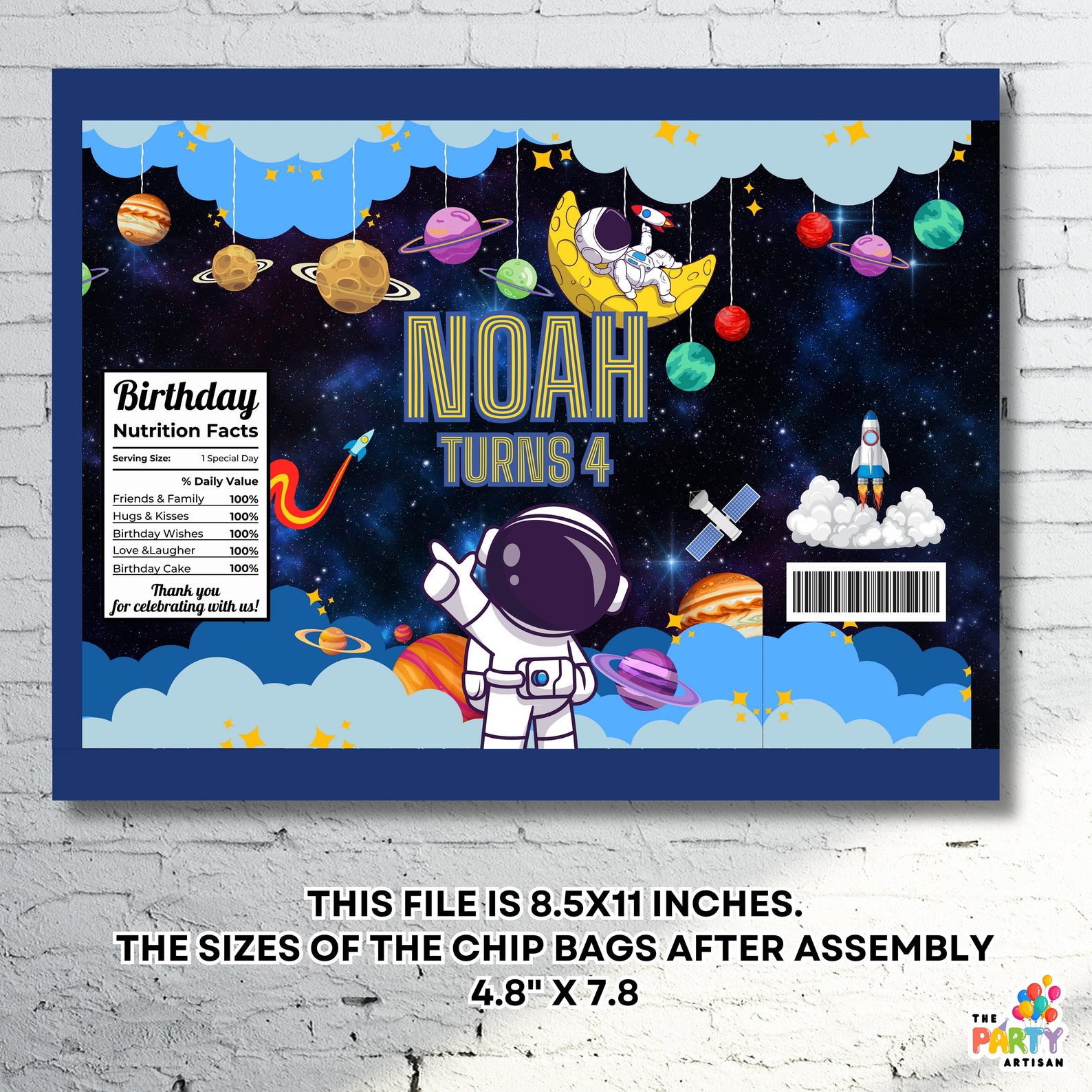 Editable Outer Space Chip Bag Labels, Galaxy Party Treats, Astronaut ...