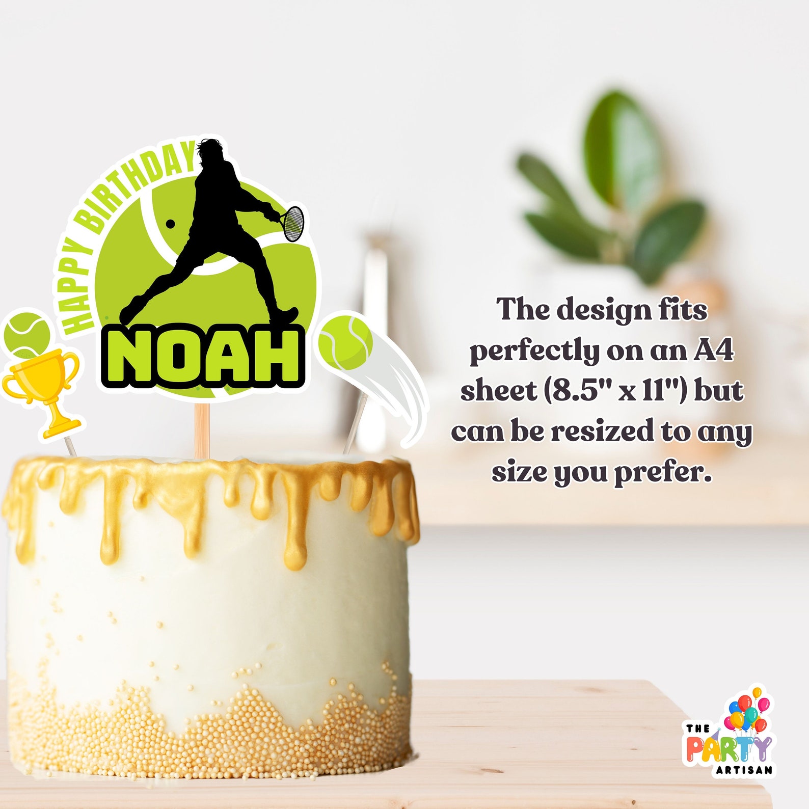 Tennis Cake Topper, Male Tennis Birthday Cake Topper, Sports Cake ...