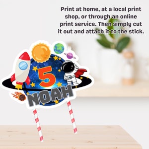 Outer Space Cake Topper, Editable Template, Name and Age, Astronaut ...