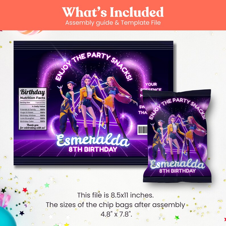 K-pop Demon Hunter Chip Bag Wrapper | Editable Digital Download ...
