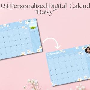 2024 Personalized Daisy Calendar 2024 Monthly Planner Landscape Monthly ...