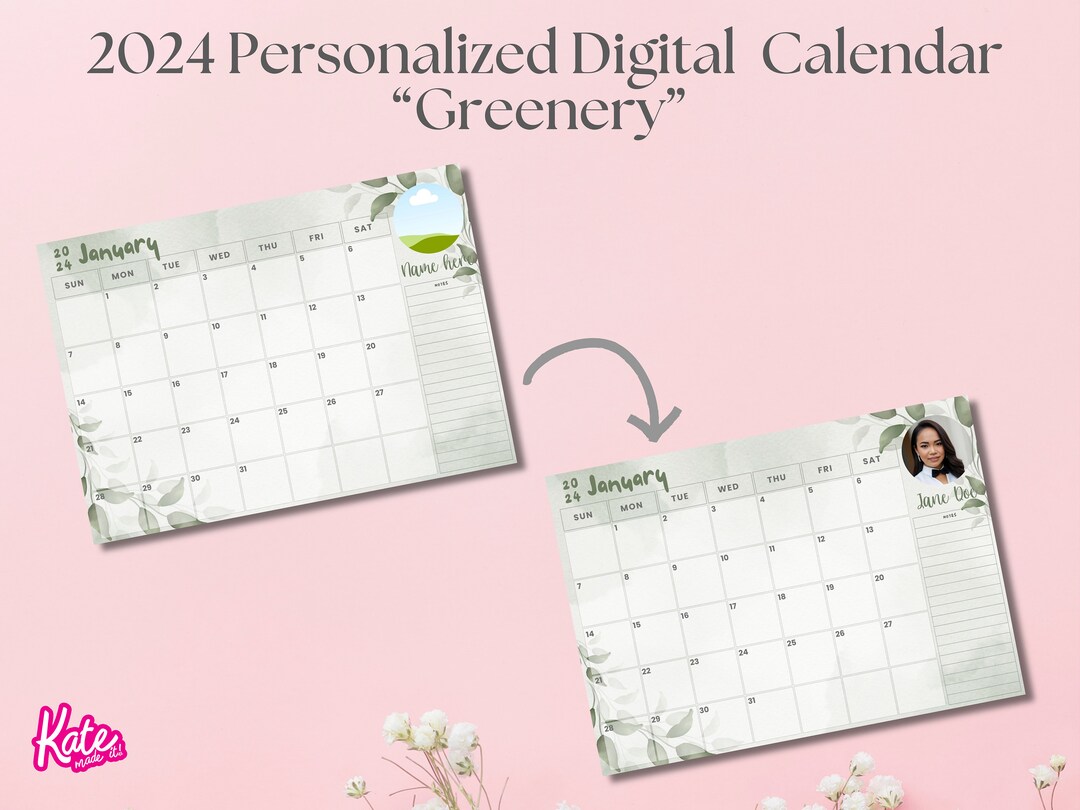 2024 Personalized Greenery Calendar 2024 Monthly Planner Landscape ...