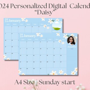 2024 Personalized Daisy Calendar 2024 Monthly Planner Landscape Monthly ...