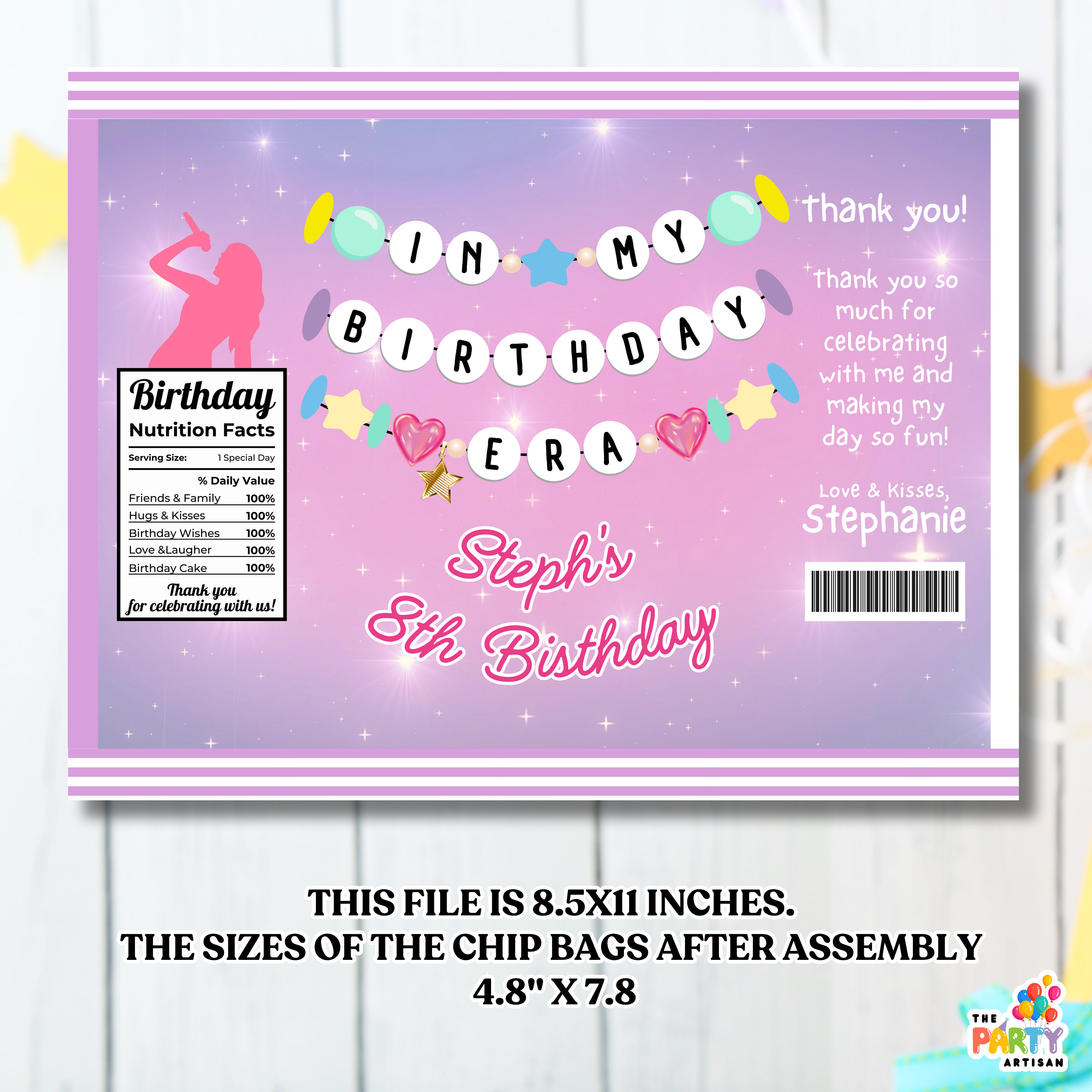 Birth-tay Chip Bag Labels, Chip Bag Label, Birthday Era Party Favors ...