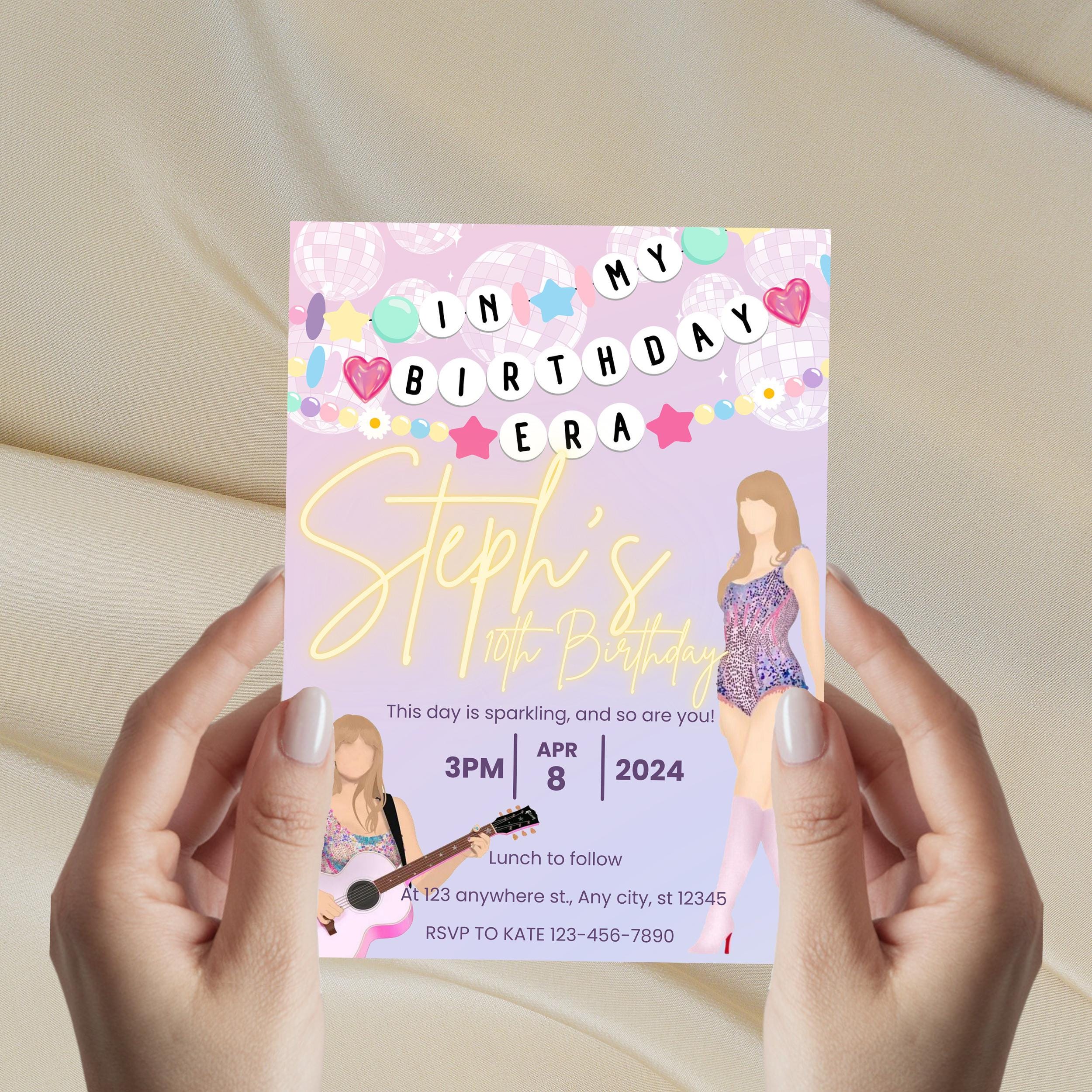 Editable Swifty Birthday Invitation – Eras Tour Inspired Digital Invite ...