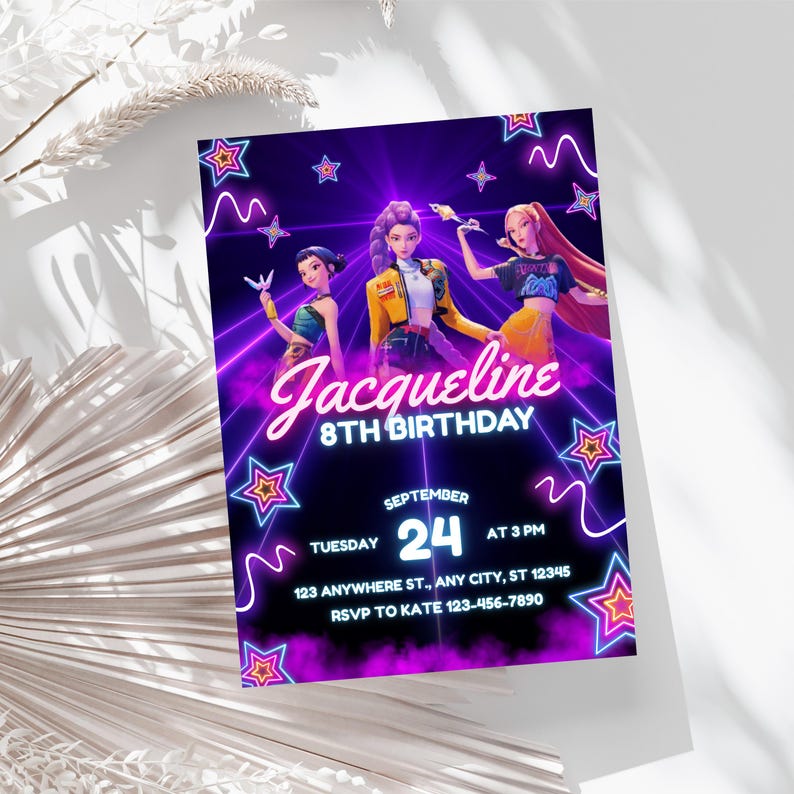 K-pop Demon Hunter Party Invitation| Editable Template | Digital ...