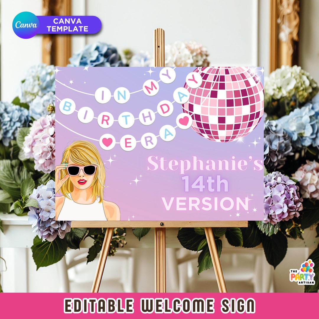 Custom Welcome Sign, Swiftie Party Sign, Eras Birthday Decor, Taylor ...