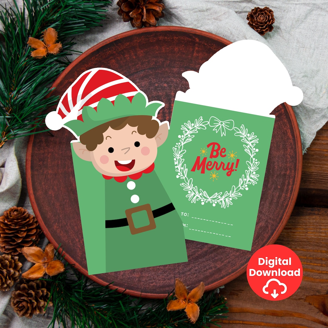 Christmas Elf Money Envelope: Printable Holiday Cash Holder Digital ...