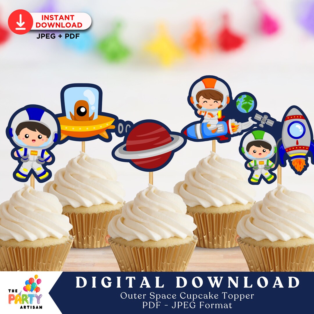 Printable Outer Space Cupcake Toppers | Galaxy Birthday Party Decor ...
