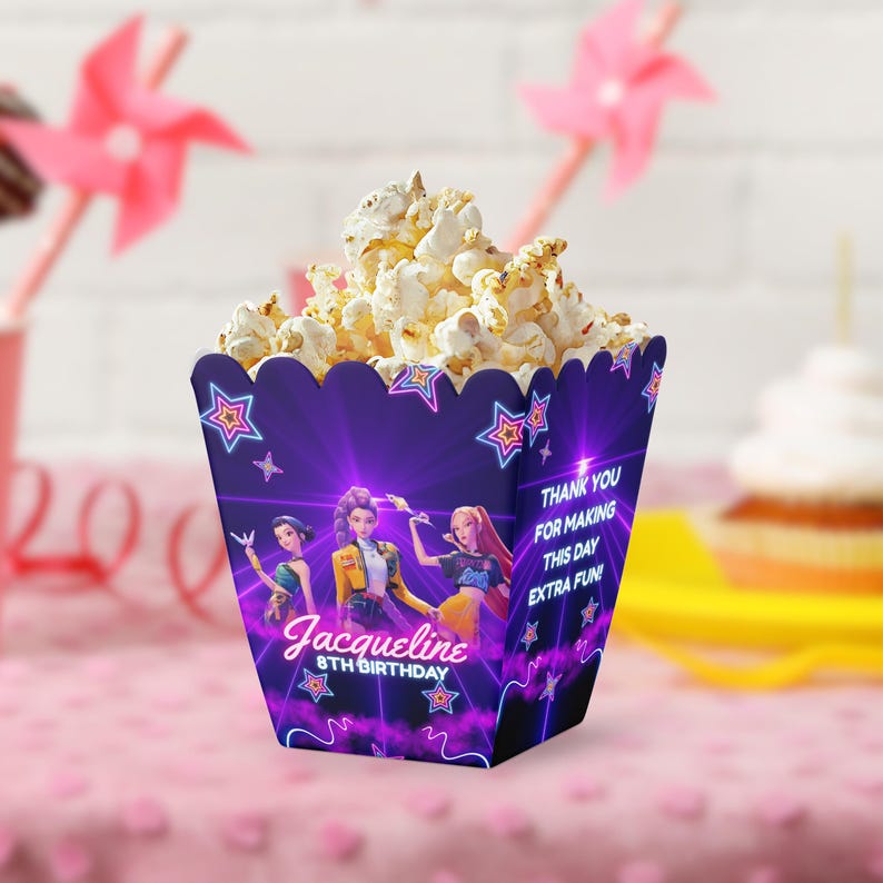 Editable K-pop Demon Hunter Popcorn Favor Box | Instant Digital ...