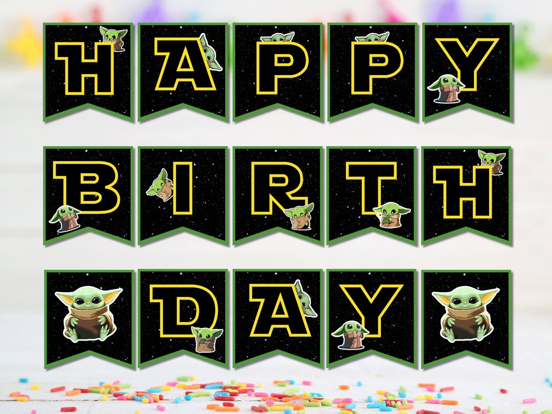 Printable Birthday Banner, Baby Yoda Party Decor, Printable Starwars ...