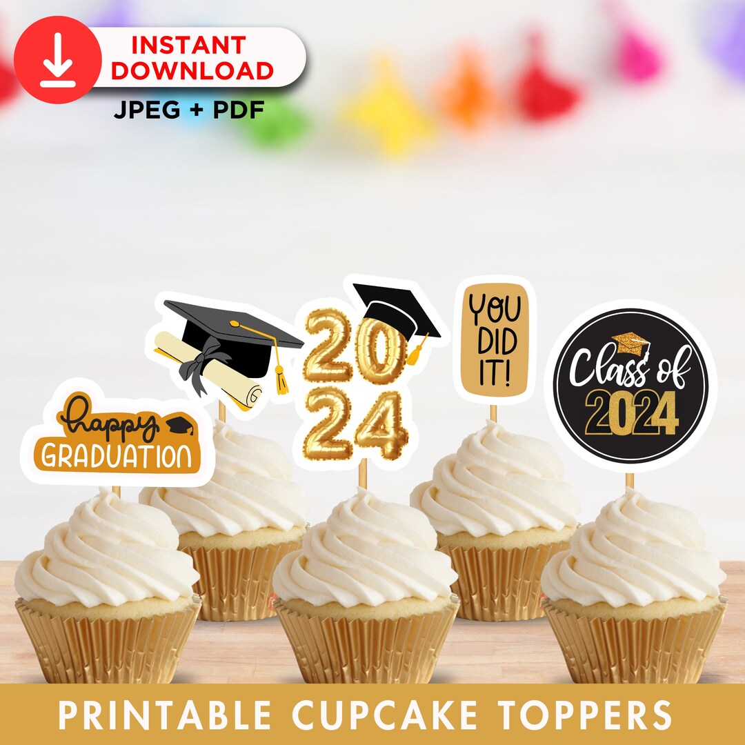 Topper de formatura da turma de 2024, toppers de cupcake de 2024 ...
